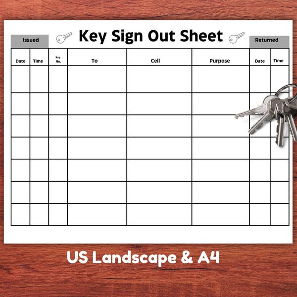 Key Log Template - Etsy