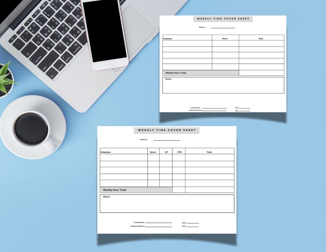 Weekly Employee Timesheet Coversheet, Printable Payroll Records,staff ...