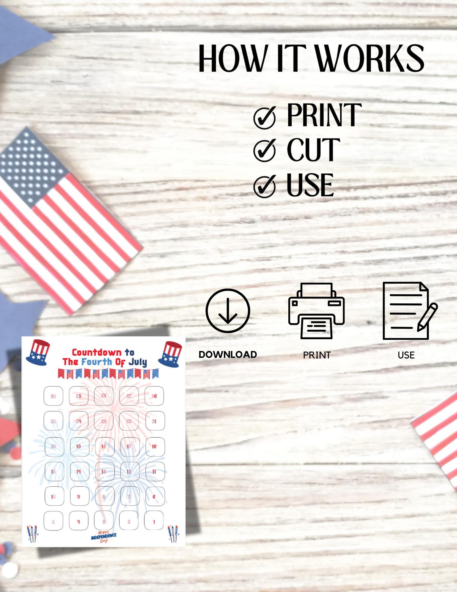 July 4th Countdown Calendar, Independence Day Countdown, Summer ...