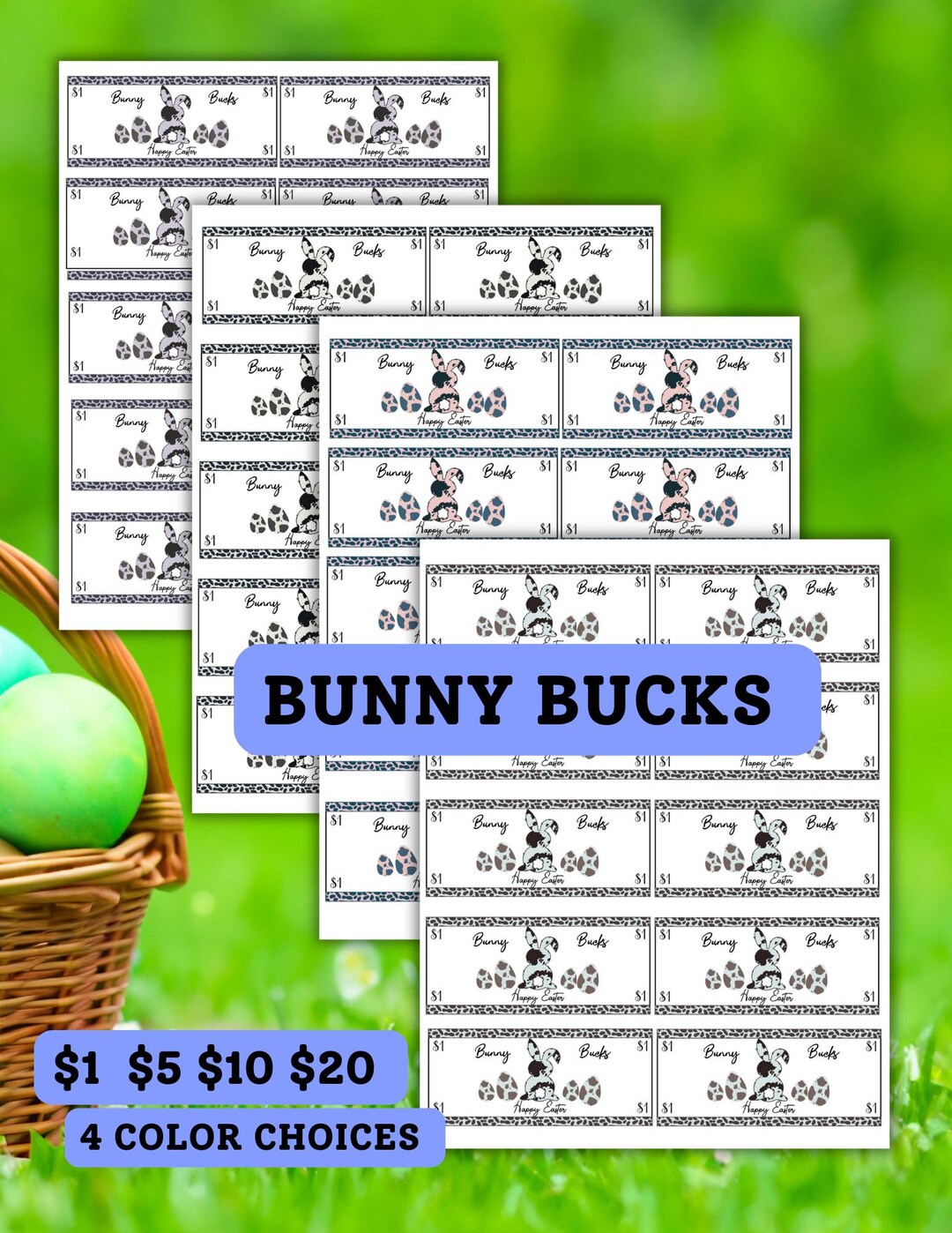 Easter Bunny Bucks: Western Cow Print, Kids Easter Gift (printable PDF ...