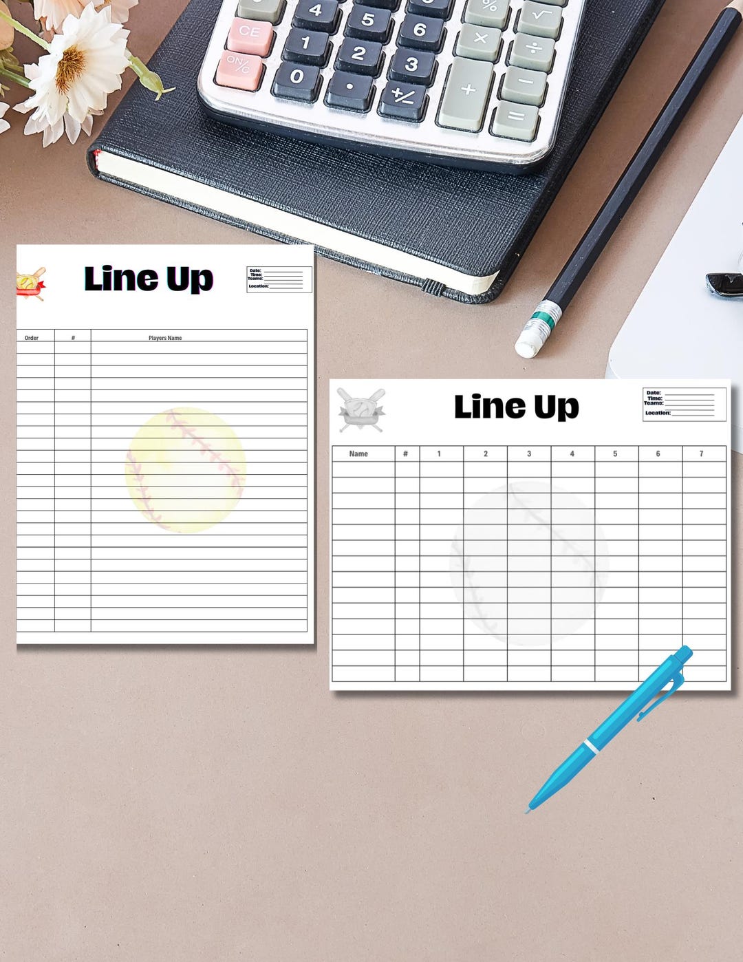 Softball Lineup Card Template: Fillable PDF Roster & Batting Order - Etsy