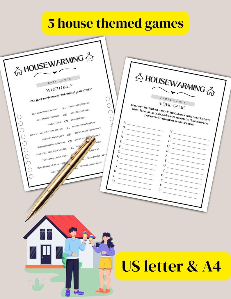 Housewarming Party Games Bundle: New Home Games (PDF Printable), New ...