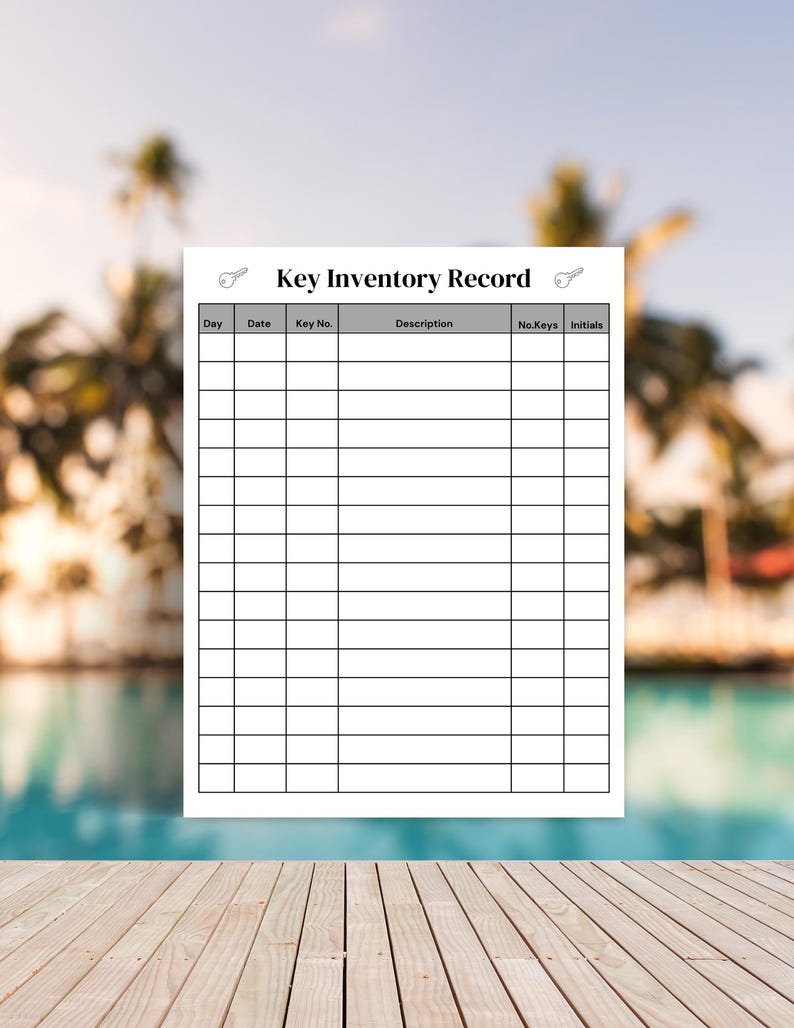 Printable Key Inventory Sheet,master Key List,key Catalog, Key ...