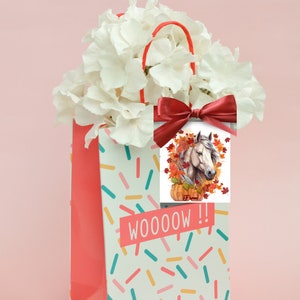 Fall Equestrian Themed Gift Tag, Fall Horse Theme Favor Tag, Printable ...