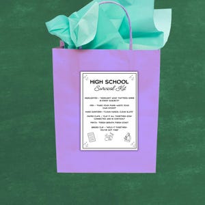 High School Survival Kit Tag: Printable Gift Bag Label (PDF Download ...