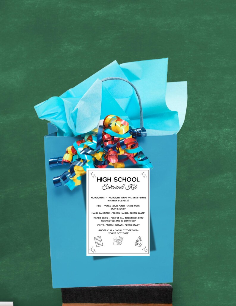 High School Survival Kit Tag: Printable Gift Bag Label (PDF Download ...
