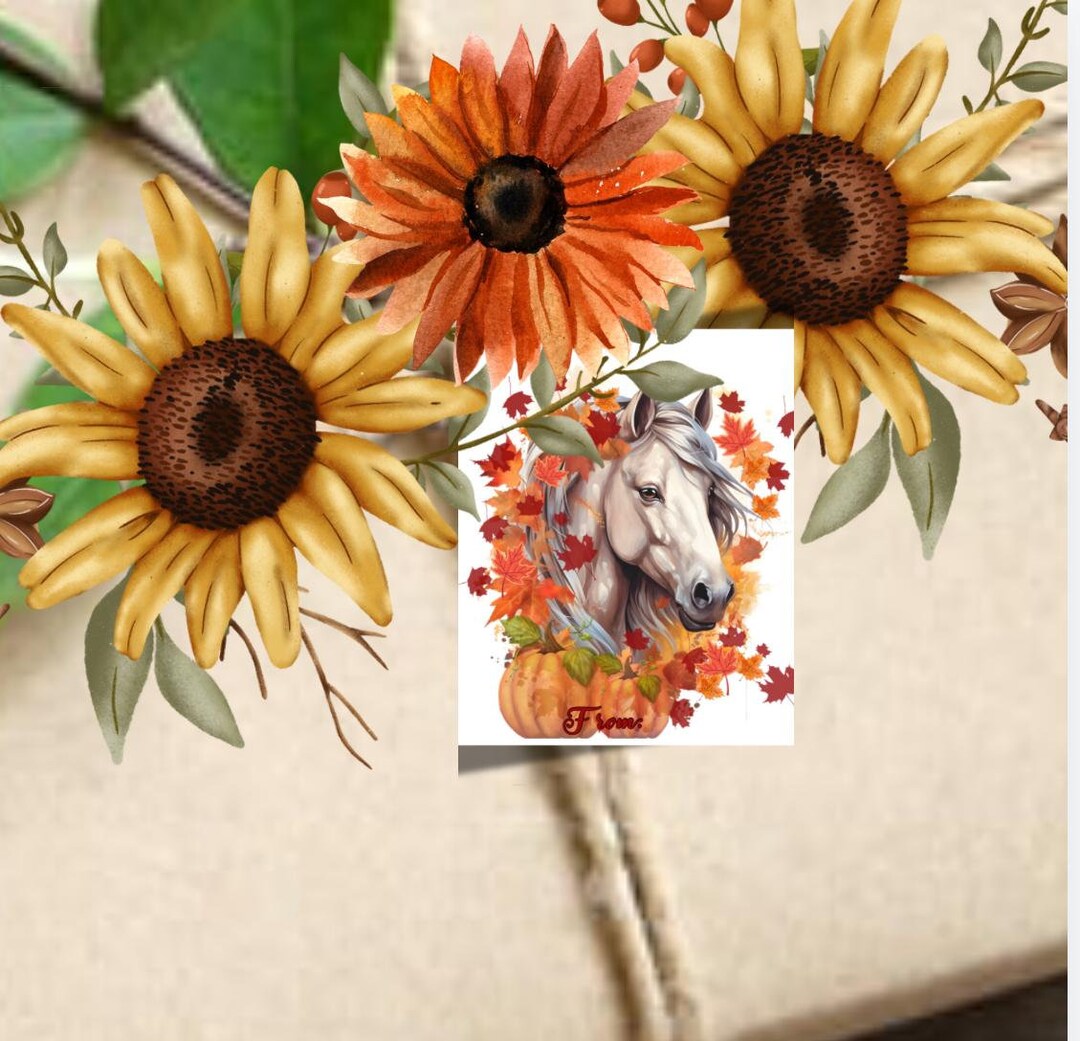 Fall Equestrian Themed Gift Tag, Fall Horse Theme Favor Tag, Printable ...