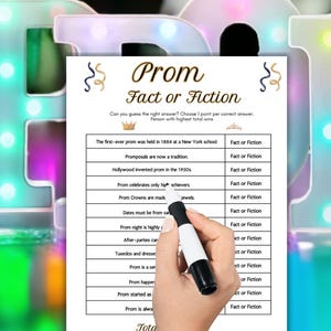 High School Prom Fact or Fiction, Prom Night Games, Printable Games for ...