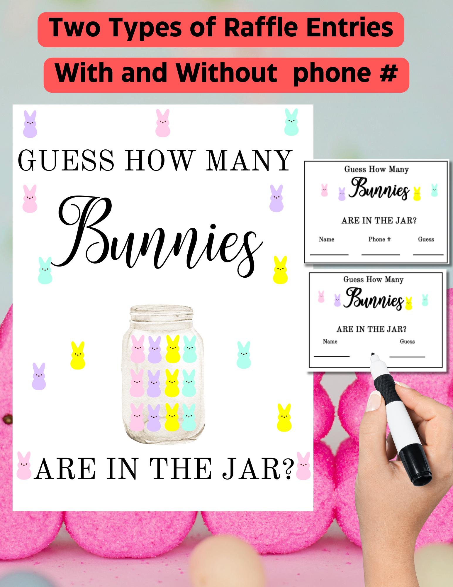 Easter Bunny Guessing Game: Printable Raffle, Easter Raffle Raffle ...