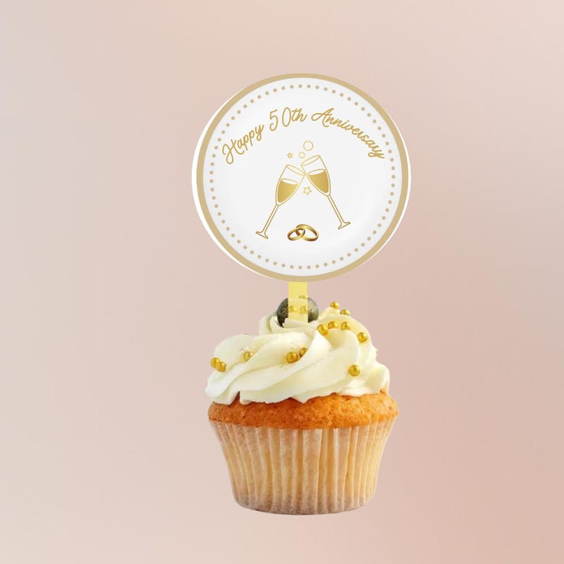 50th Anniversary Cupcake Toppers - Etsy