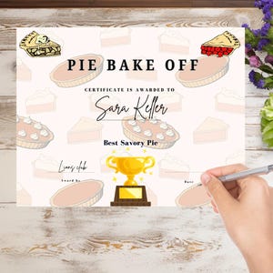 Pie Contest Awards Certificate Bundle: Printable Baking Competition Kit ...