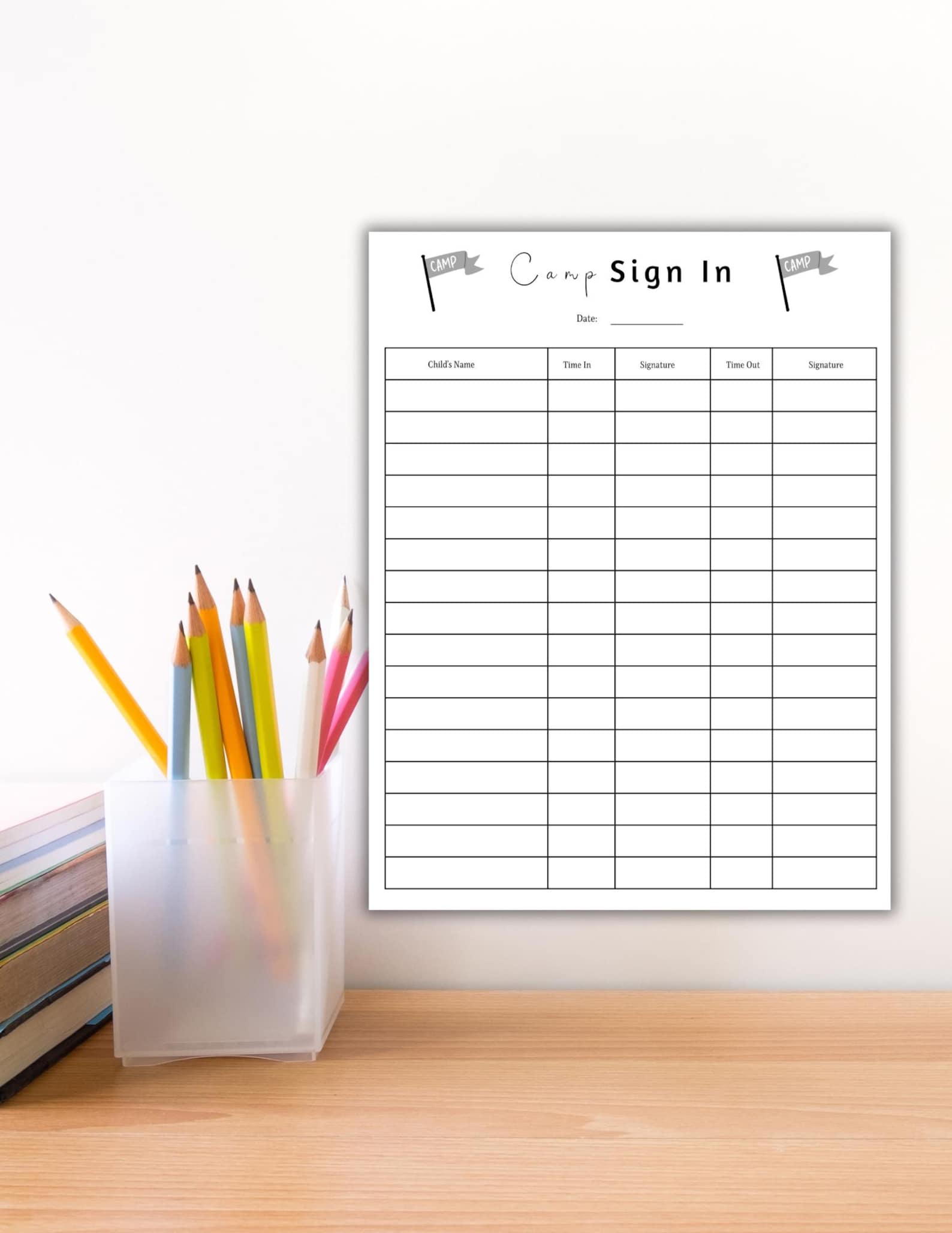 Printable Camp Sign in /sign Out Sheet, Camp Attendance Log, Attendance ...