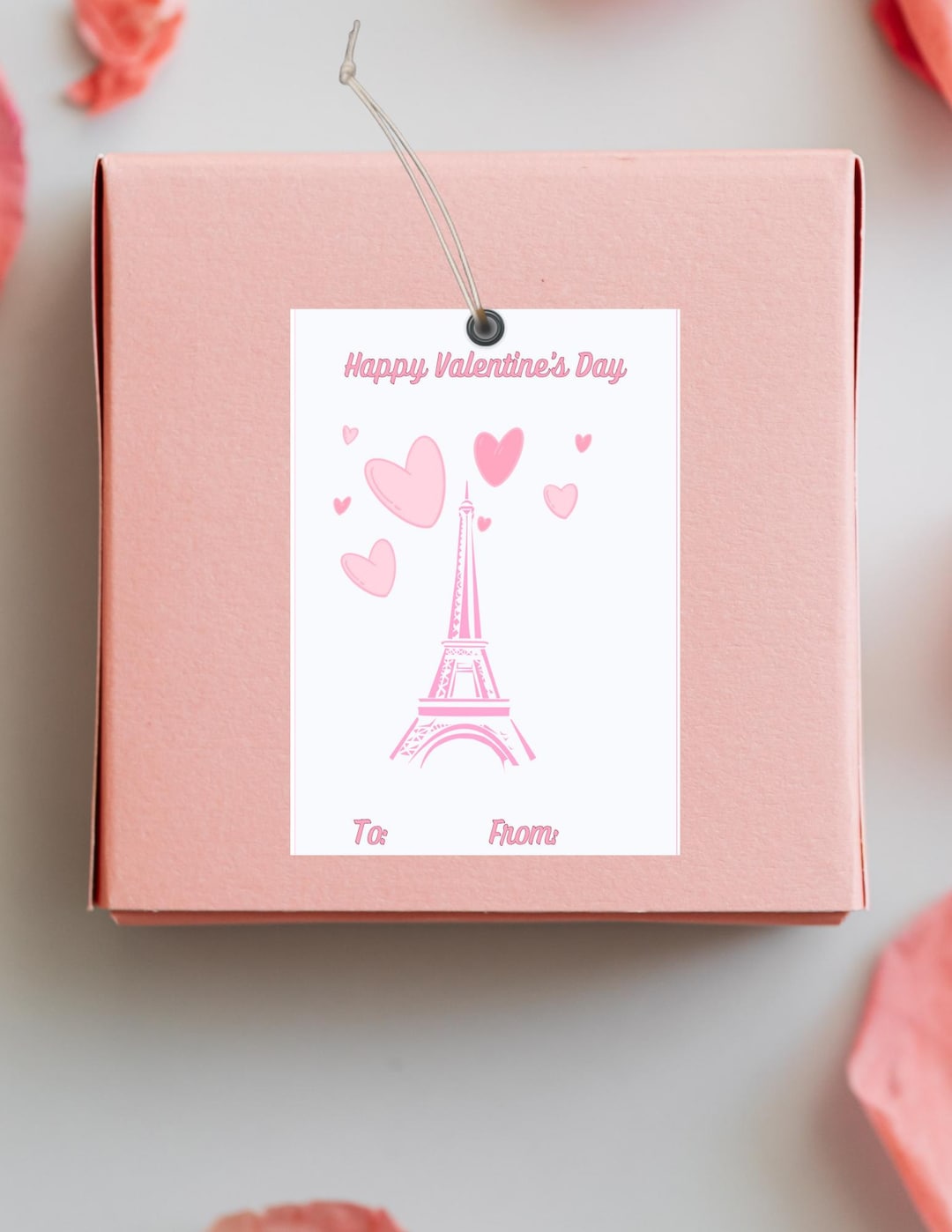 Paris Themed Valentines Day Cards, Eiffel Tower Valentine Tags ...