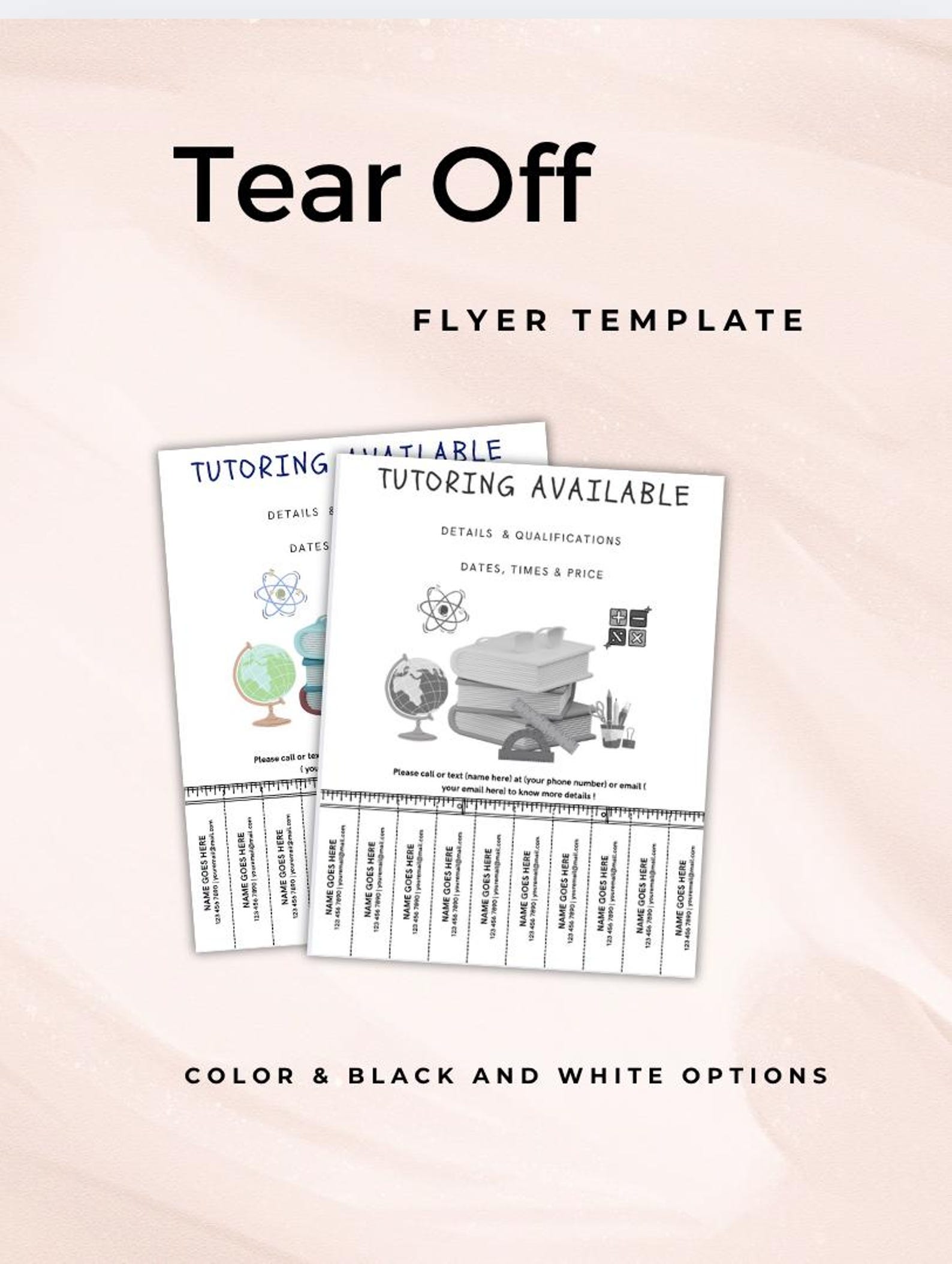 Editable Tutoring Flyer Template With Tear Away Tabs,summer Tutor Flyer ...
