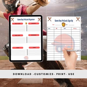 Softball/baseball Potluck Sign up Sheet,game Day Potluck Sign up Sheet ...