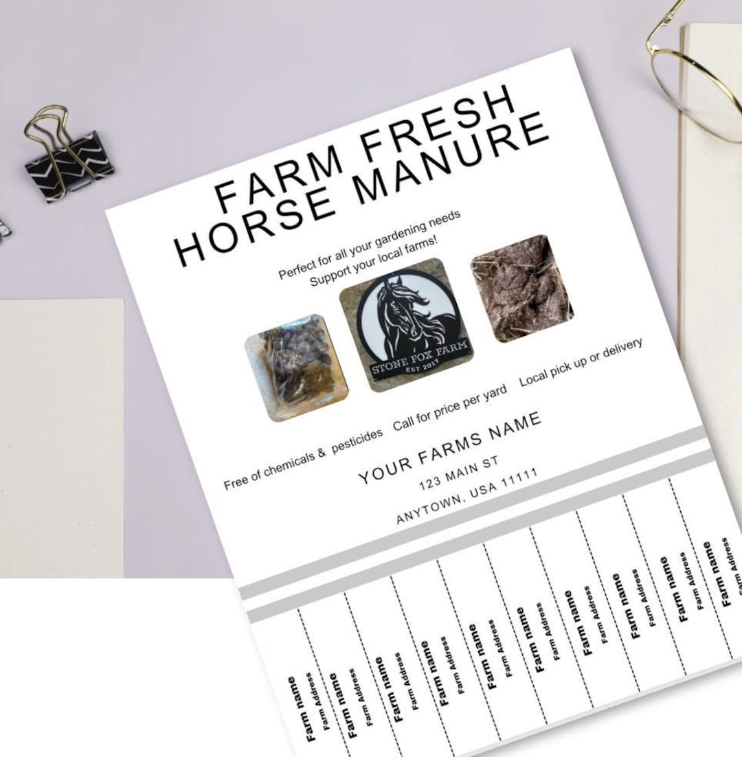 Horse Manure Advertising Poster, Tear Away Flyer Premium Horse Manure ...