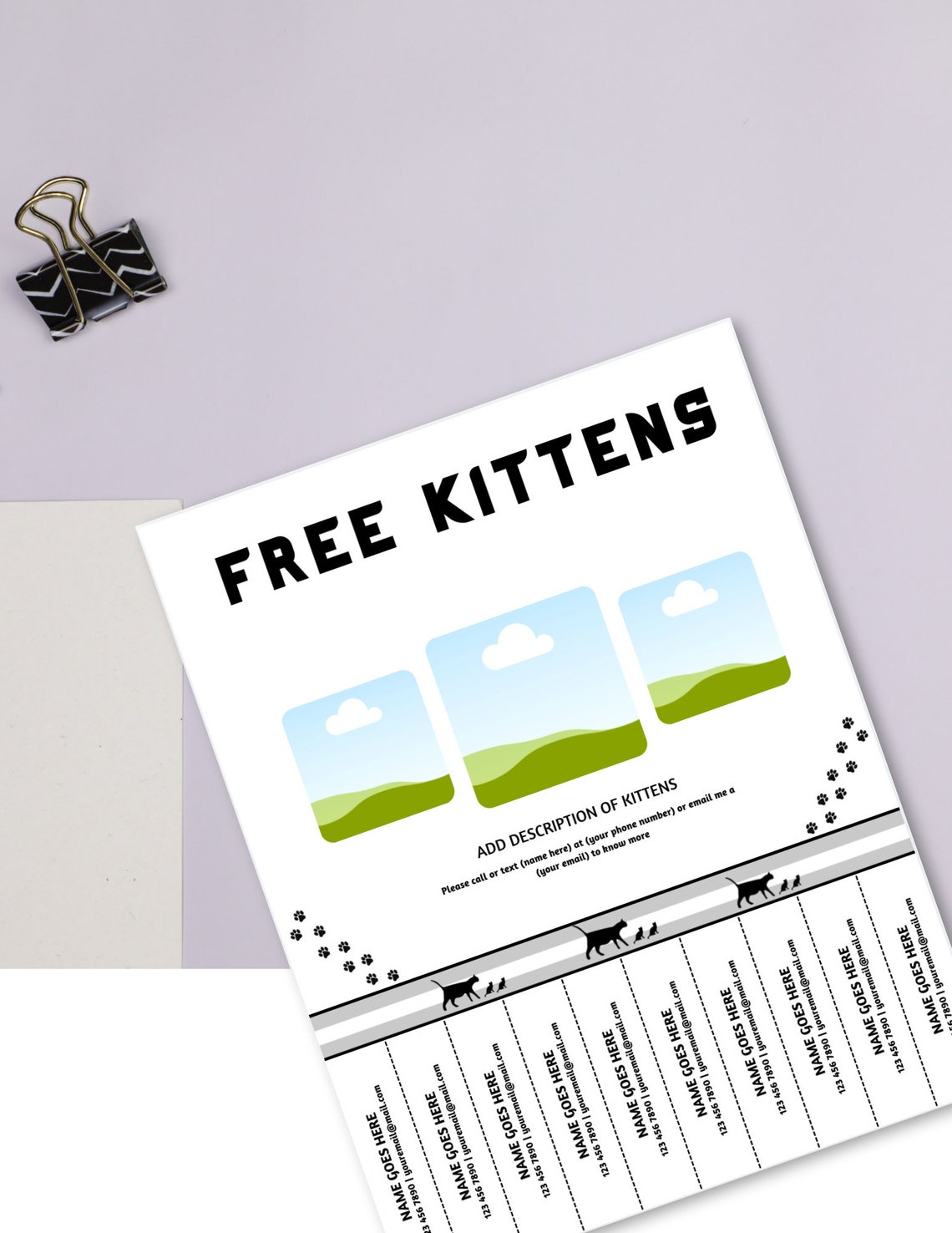 Free Kittens Tear off Flyer Editable and Customizable in Canva With ...