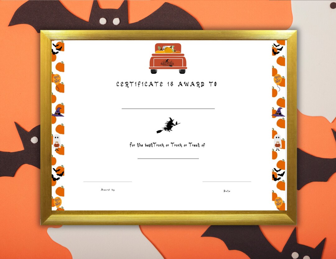 Trunk or Treat Winner Certificate Award - Etsy