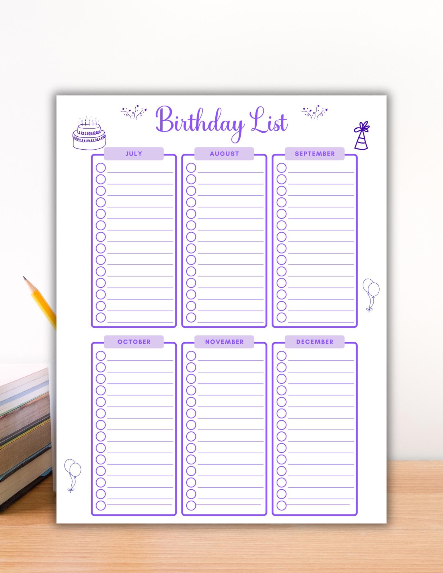 Printable Birthday Tracker: Undated Monthly Planner, Birthday Organizer ...