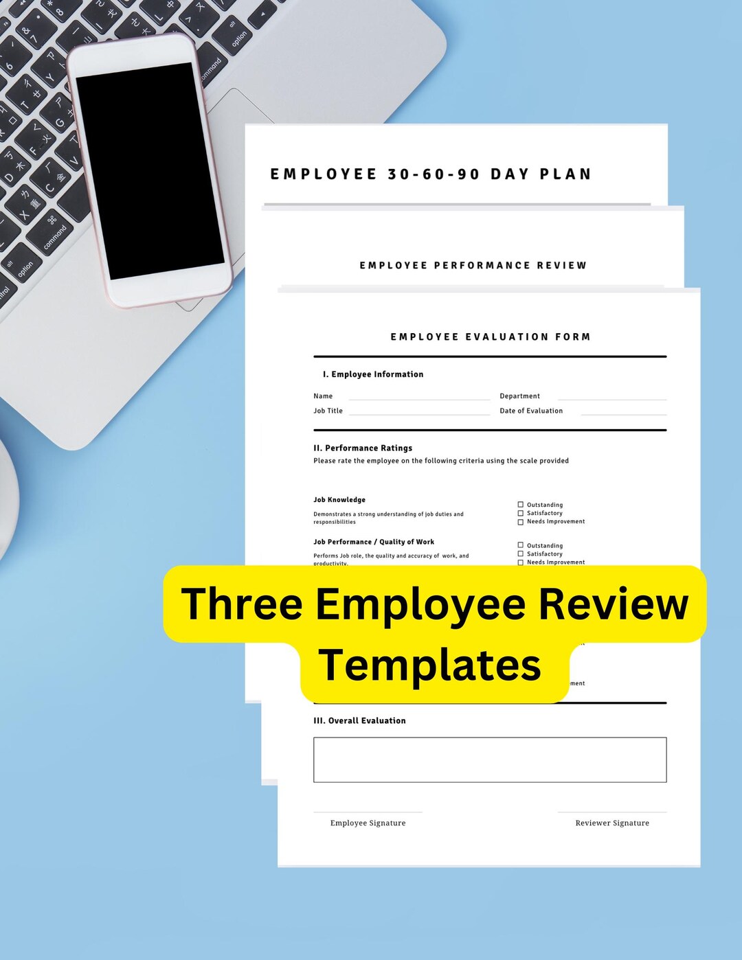Employee Performance Bundle Evaluation,assessment,30,60,90 Day Review ...