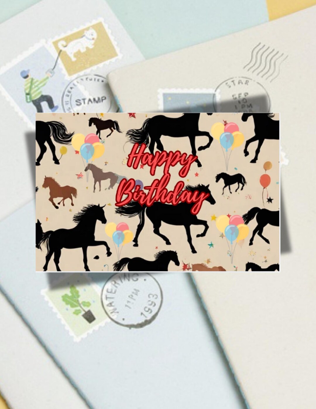 Printable Horse Birthday Card, Cute Horse Birthday Card Equestrian ...