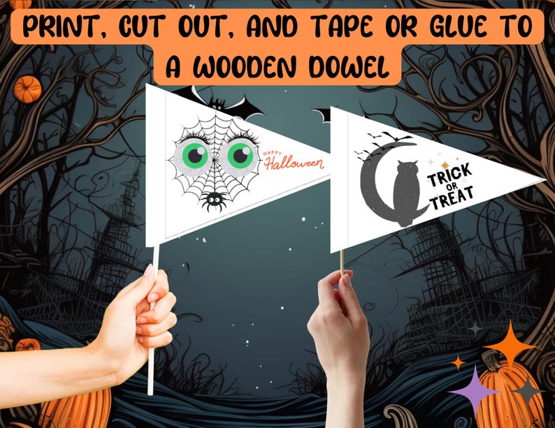 Halloween Pennant Flags: Printable Photo Booth Props, Halloween Party ...