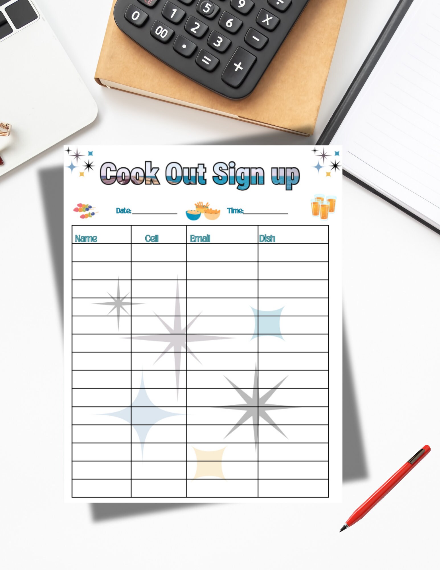 Printable Cookout Potluck Sign-up Sheet: Summer BBQ Party Planner ...