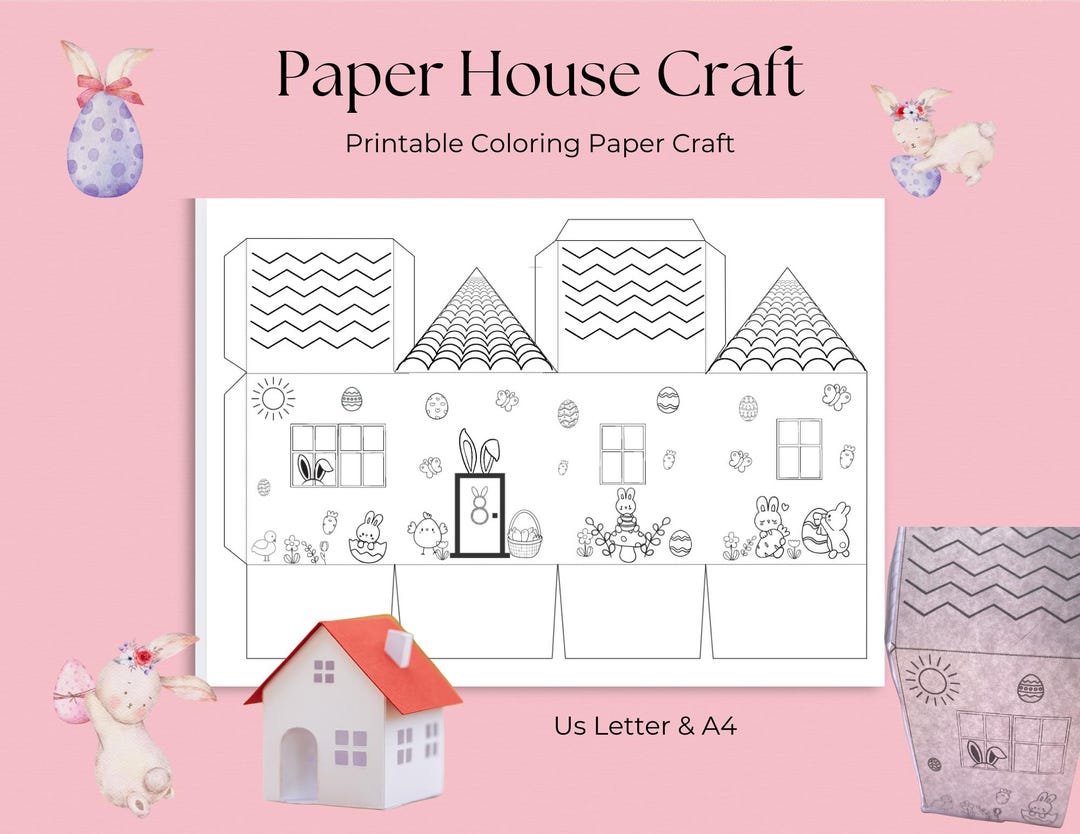 Easter Paper House Craft,easter Holiday Paper Houses Printable Craft ...