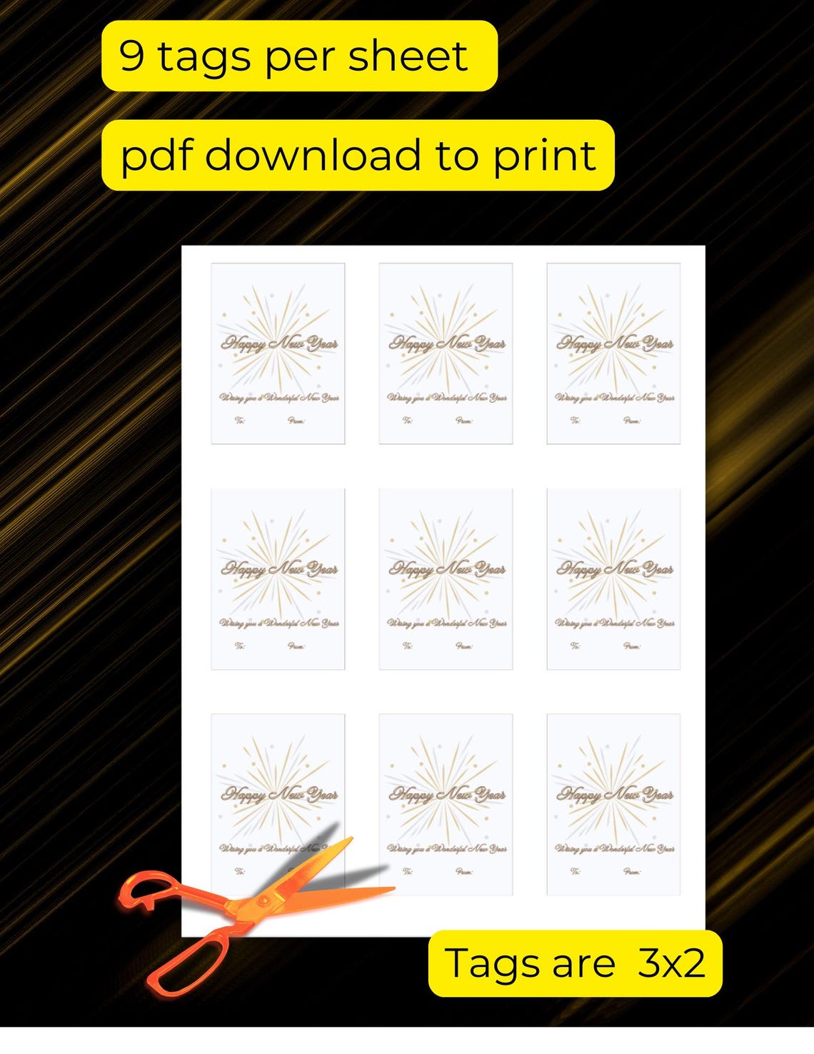 Happy New Years!printable Happy New Year Gift Tags, New Years Themed ...