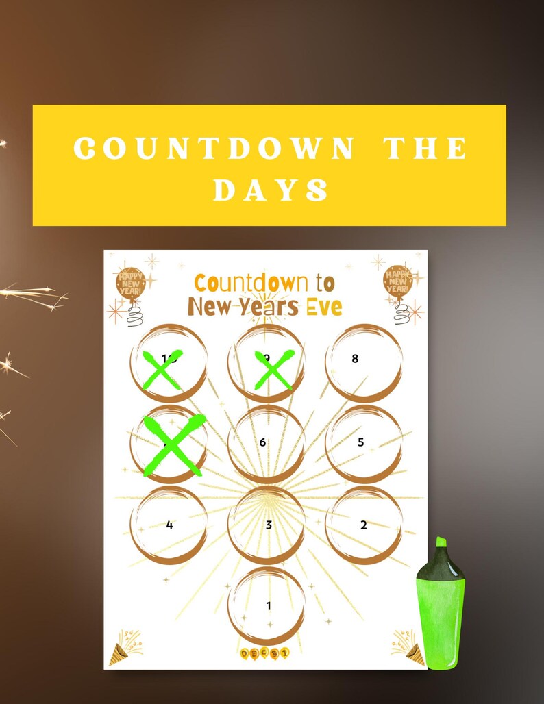 Happy New Year, New Year's Eve Countdown Calendar,printable Activity ...