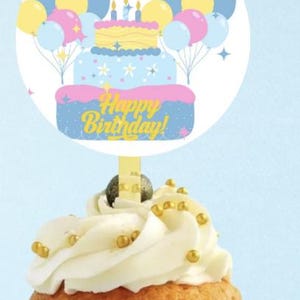 Happy Birthday Cupcake Toppers, Birthday Dessert Decorations,happy ...
