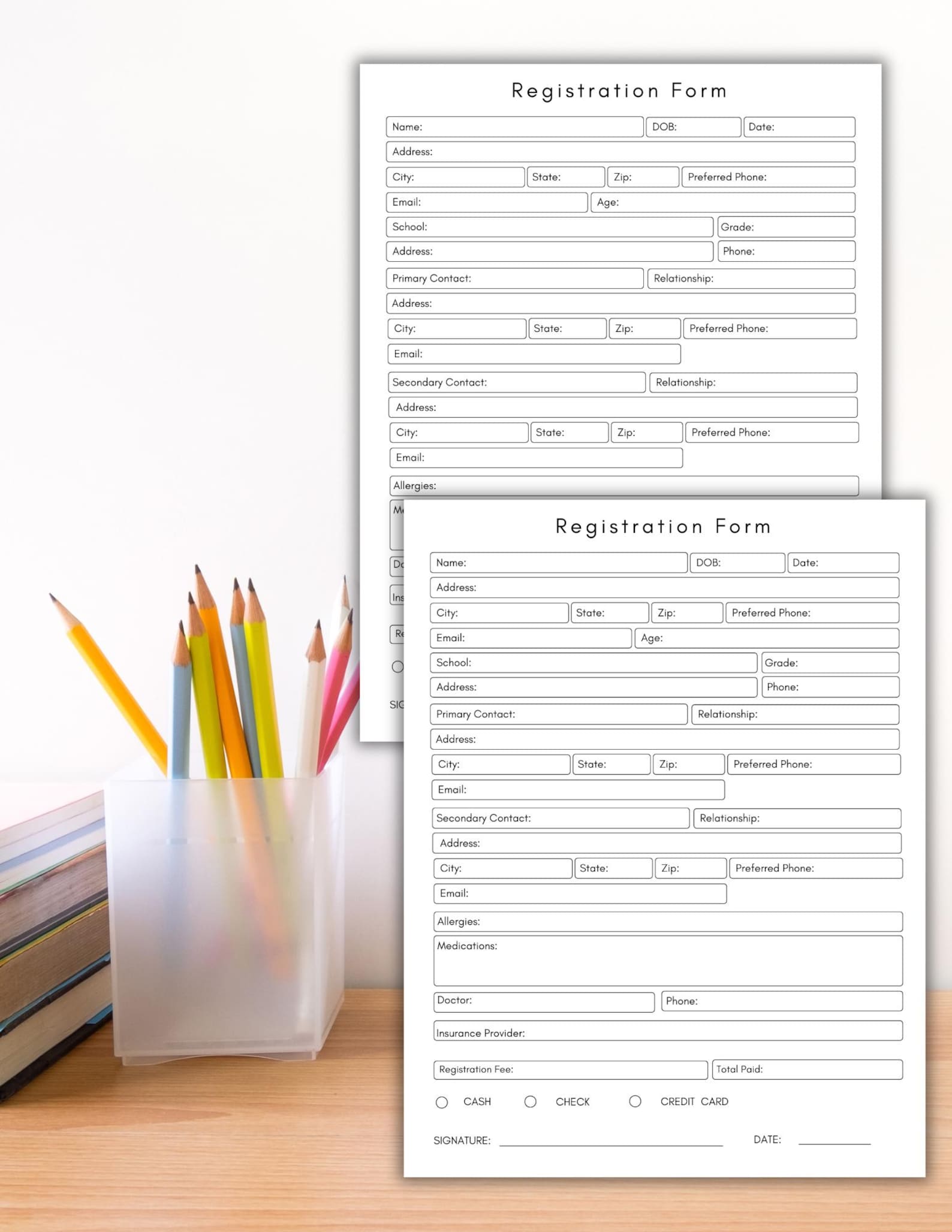 Printable Registration Form Template, Printable PDF Registration Form ...