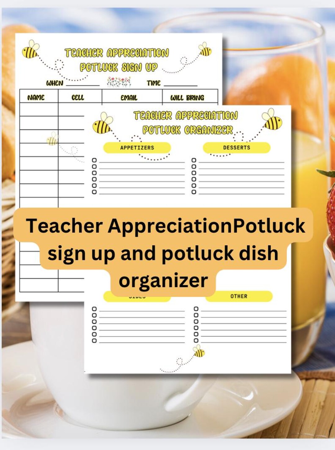 Potluck Sign up for Teacher Appreciation ,potluck Sign Up, Meal Sign up ...