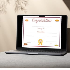 Pie Eating Contest Award Certificates,printable Pie Eating Contest ...