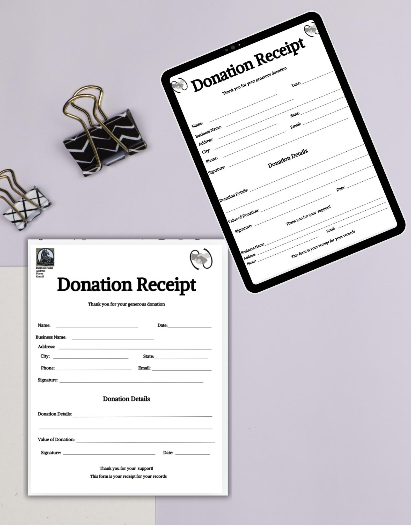 Donation Receipt Template, Editable Charity Form,donation Receipt ...