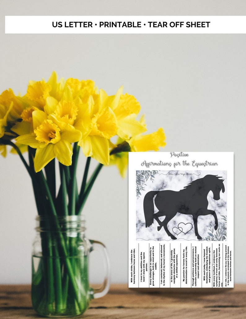 Printable Positive Mindset for Equestrians, Positive Affirmations ...
