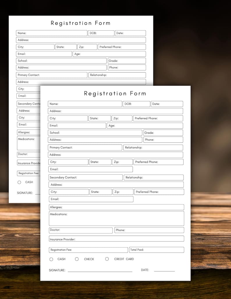 Printable Registration Form Template, Printable PDF Registration Form Template – Easy-to-use ...