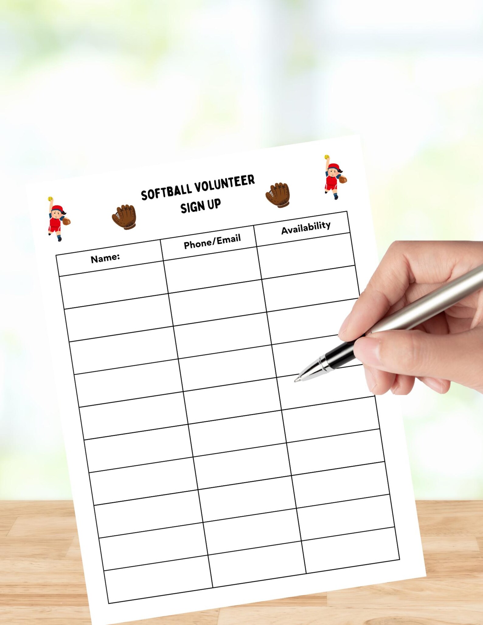 Softball Volunteer Sign-up Sheet: Printable Baseball Team Schedule (PDF ...