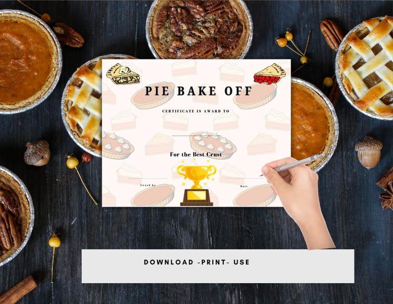 Pie Competition Awards Certificate Bundle,pie Contest Kit, Pie Baking ...
