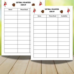 Softball Volunteer Sign-up Sheet: Printable Baseball Team Schedule (PDF ...