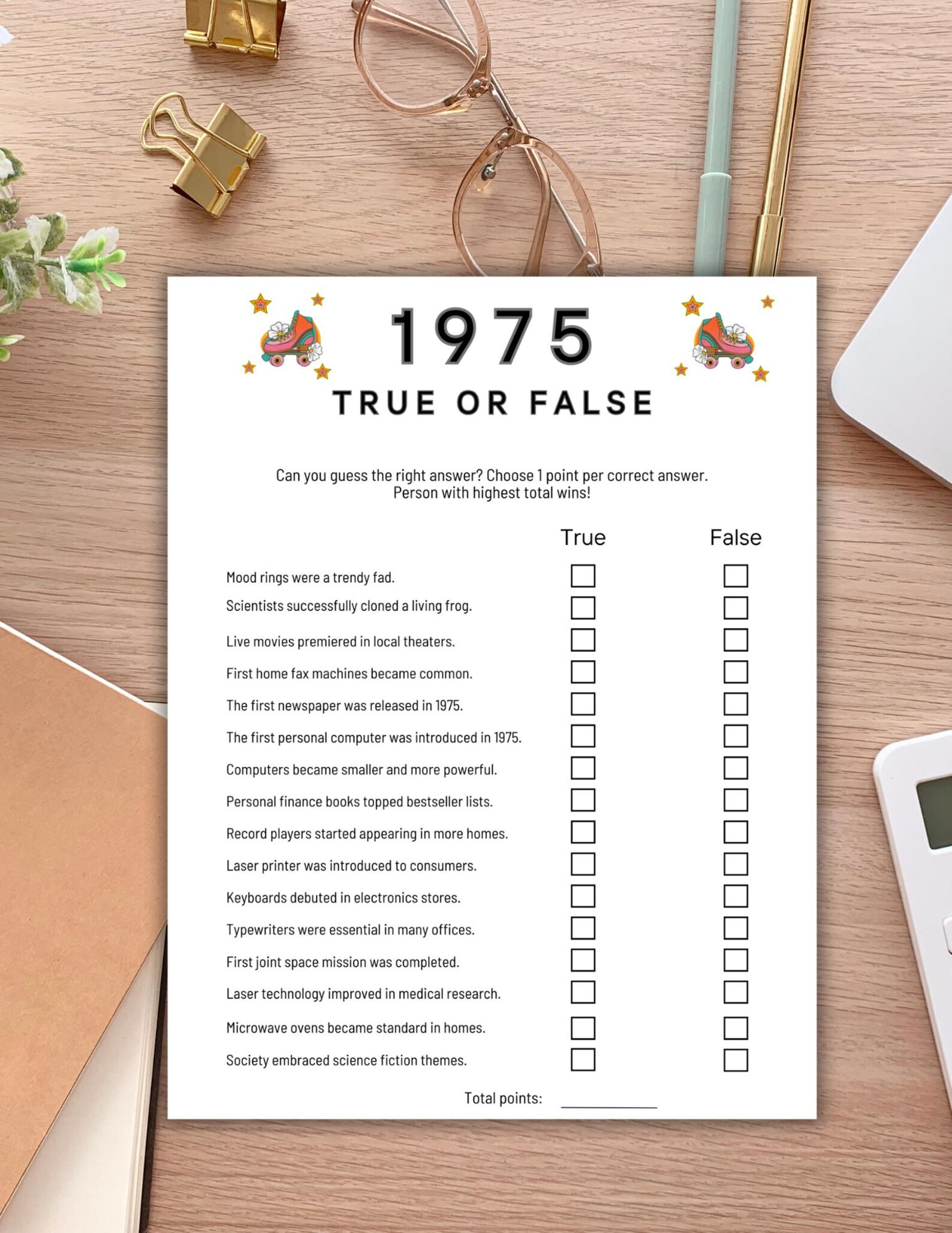 1975 Trivia Game,true or False Birthday Party, 50th Birthday Party ...
