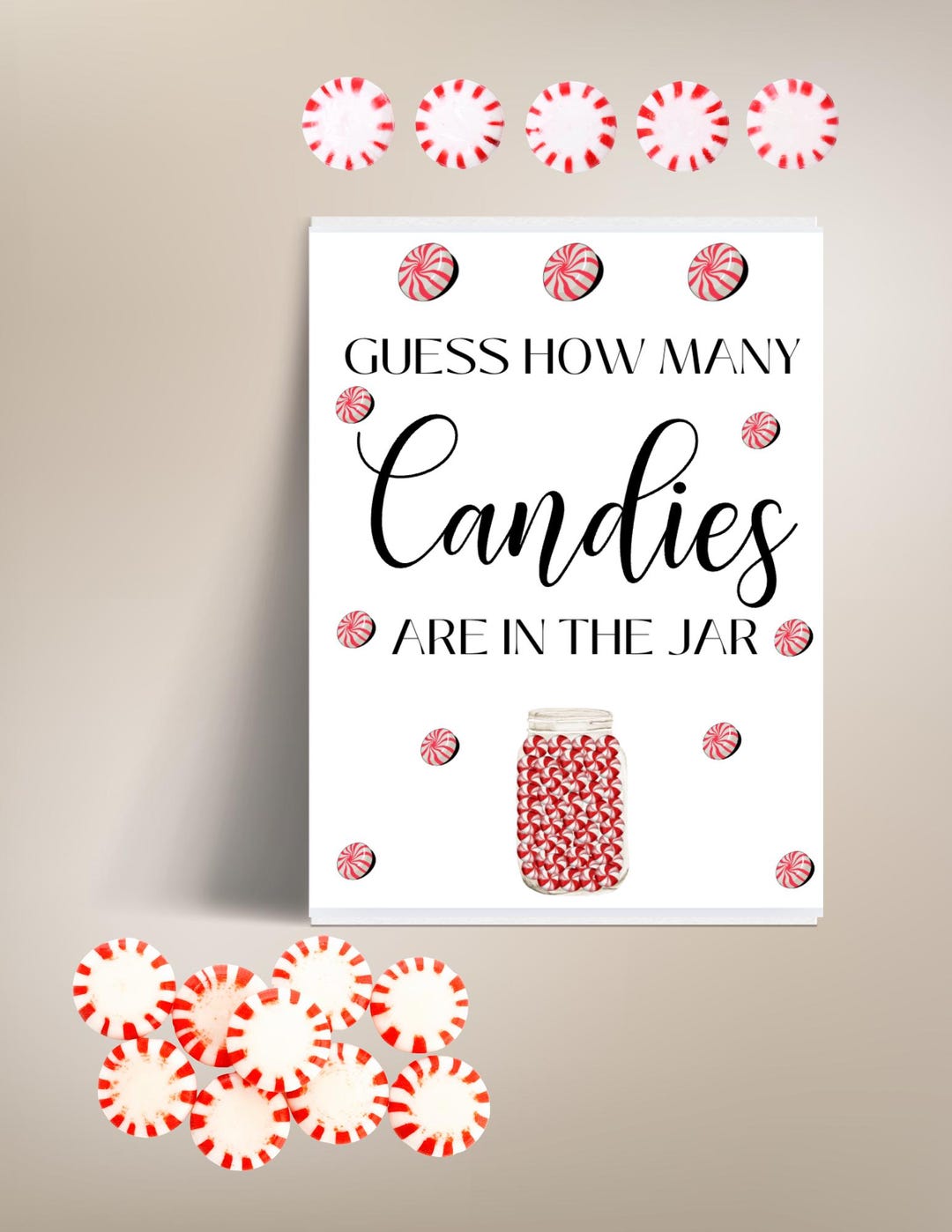 Guess How Many Candies in the Jar Peppermint Candy Game/raffle ...