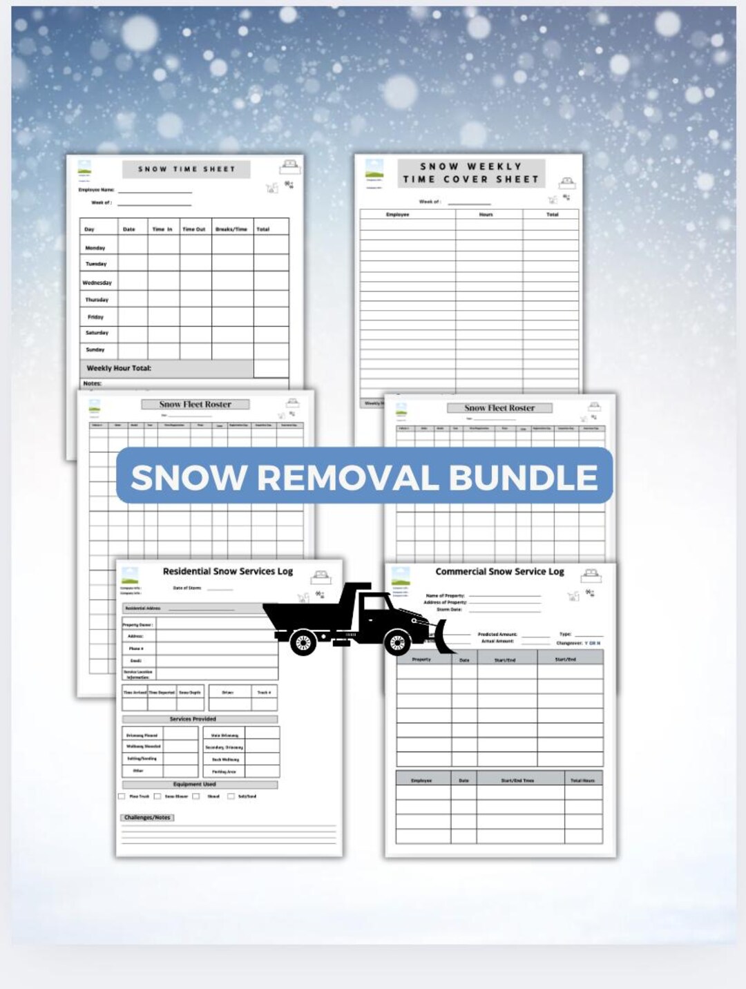 Snow Removal Business Bundle,snow Plowing Trackers, Payroll, Inventory ...