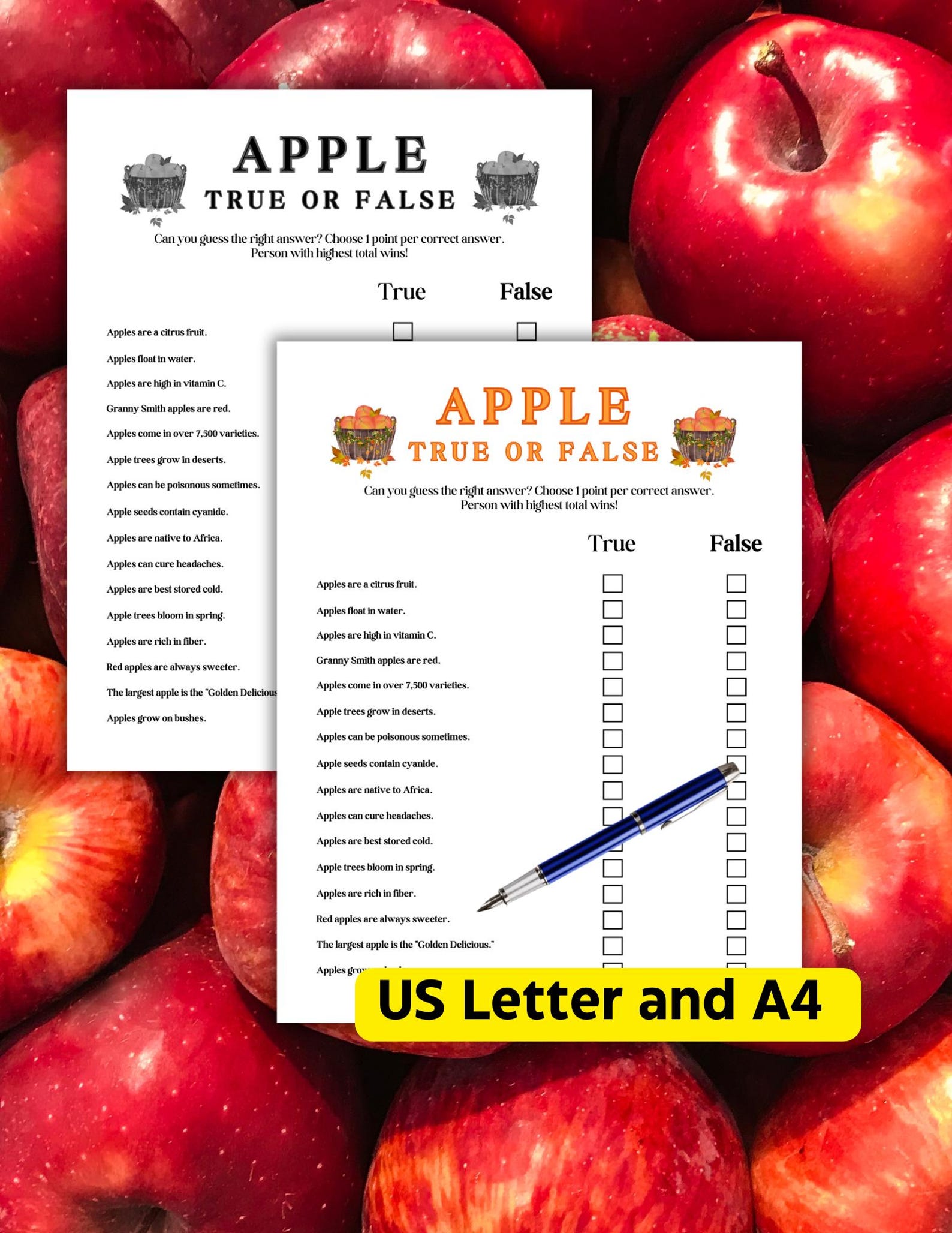 Ultimate Apple Trivia Quiz,apple True or False Trivia Game: Family ...