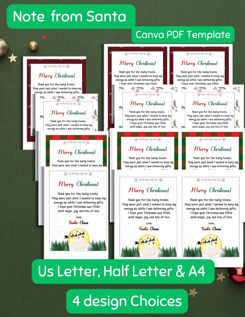 Christmas Santa Note,milk & Cookies Thank You (PDF), Thank You Note ...