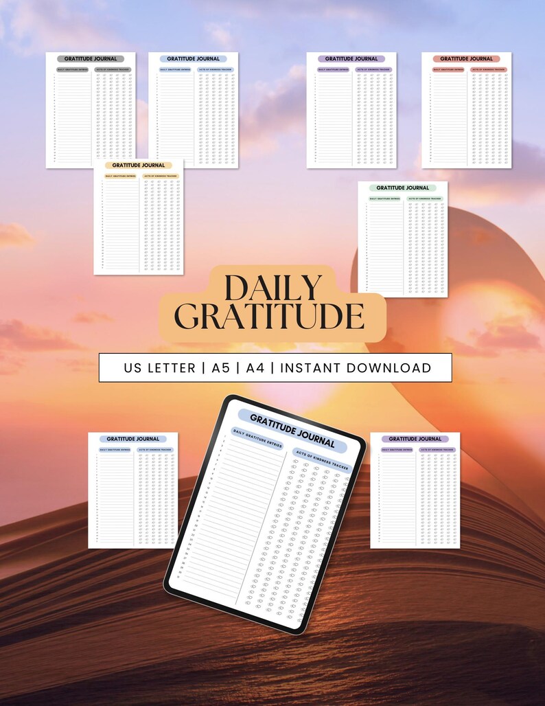 Daily Gratitudes,printable,daily Gratitude Journal, Gratitude Challenge ...