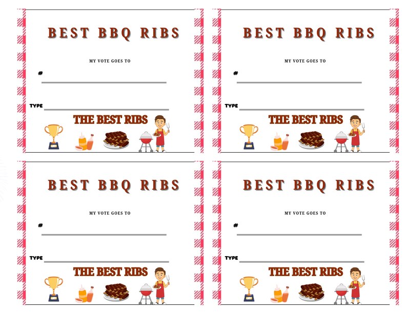 Best BBQ Ribs Ballot Voting Cards - Etsy