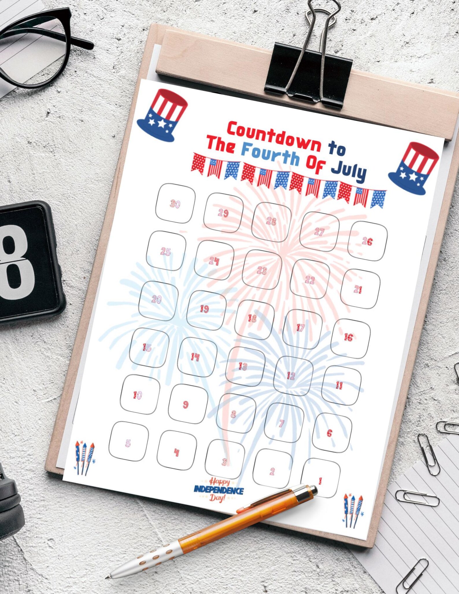 July 4th Countdown Calendar, Independence Day Countdown, Summer ...