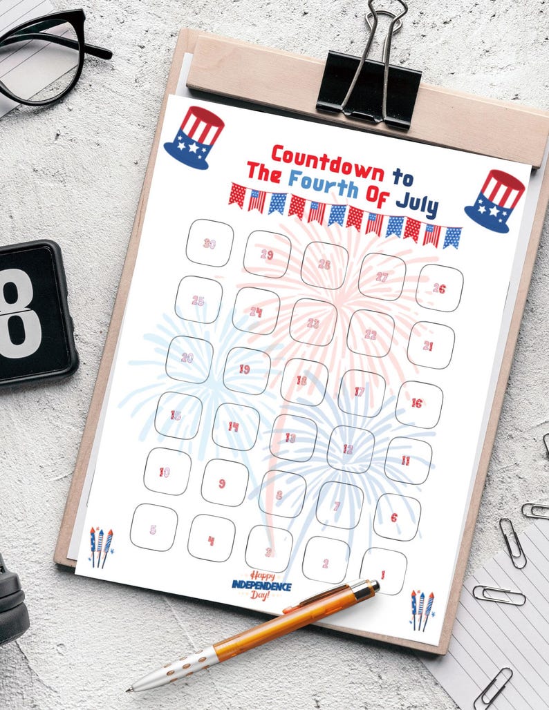 July 4th Countdown Calendar, Independence Day Countdown, Summer ...