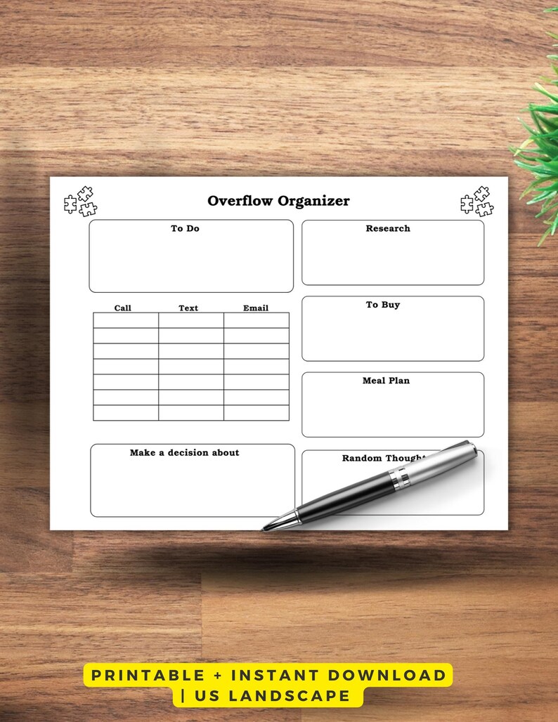 Daily Overflow Organizer,attainable Goals,planning,habits,productivity ...